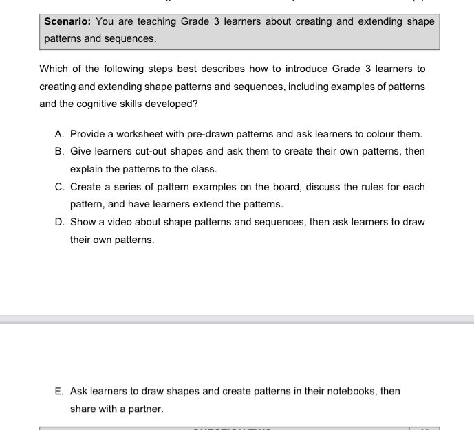 Scenario: You are teaching Grade 3 learners | StudyX