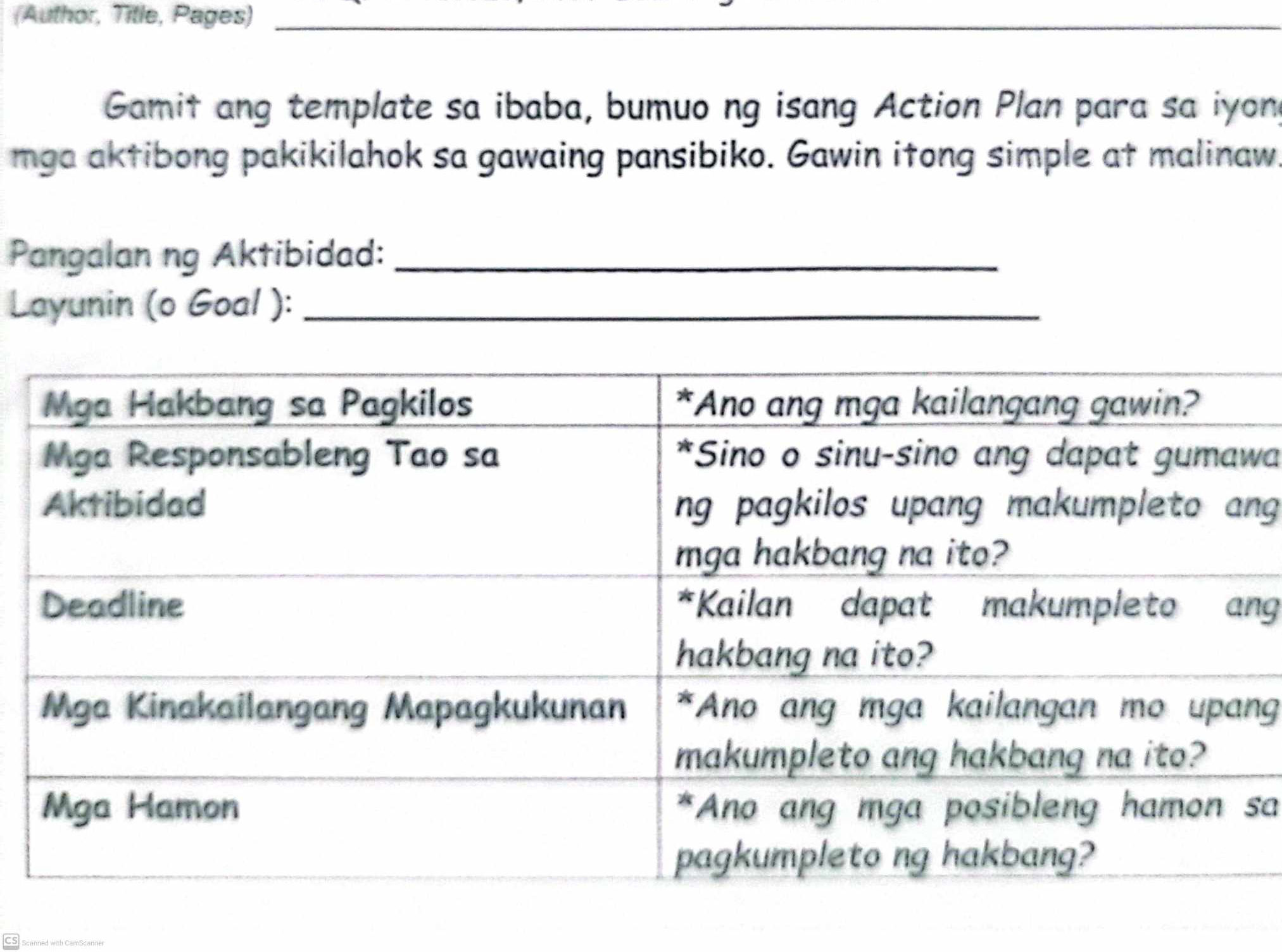 Gamit ang template sa ibaba, bumuo ng isang | StudyX