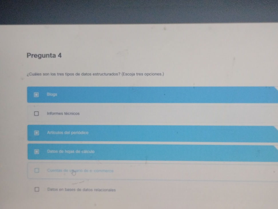 Pregunta 4 ¿Cuáles son los tres tipos de | StudyX