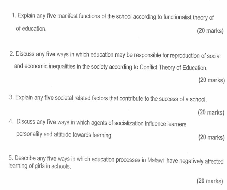 1. Explain any five manifest functions of | StudyX