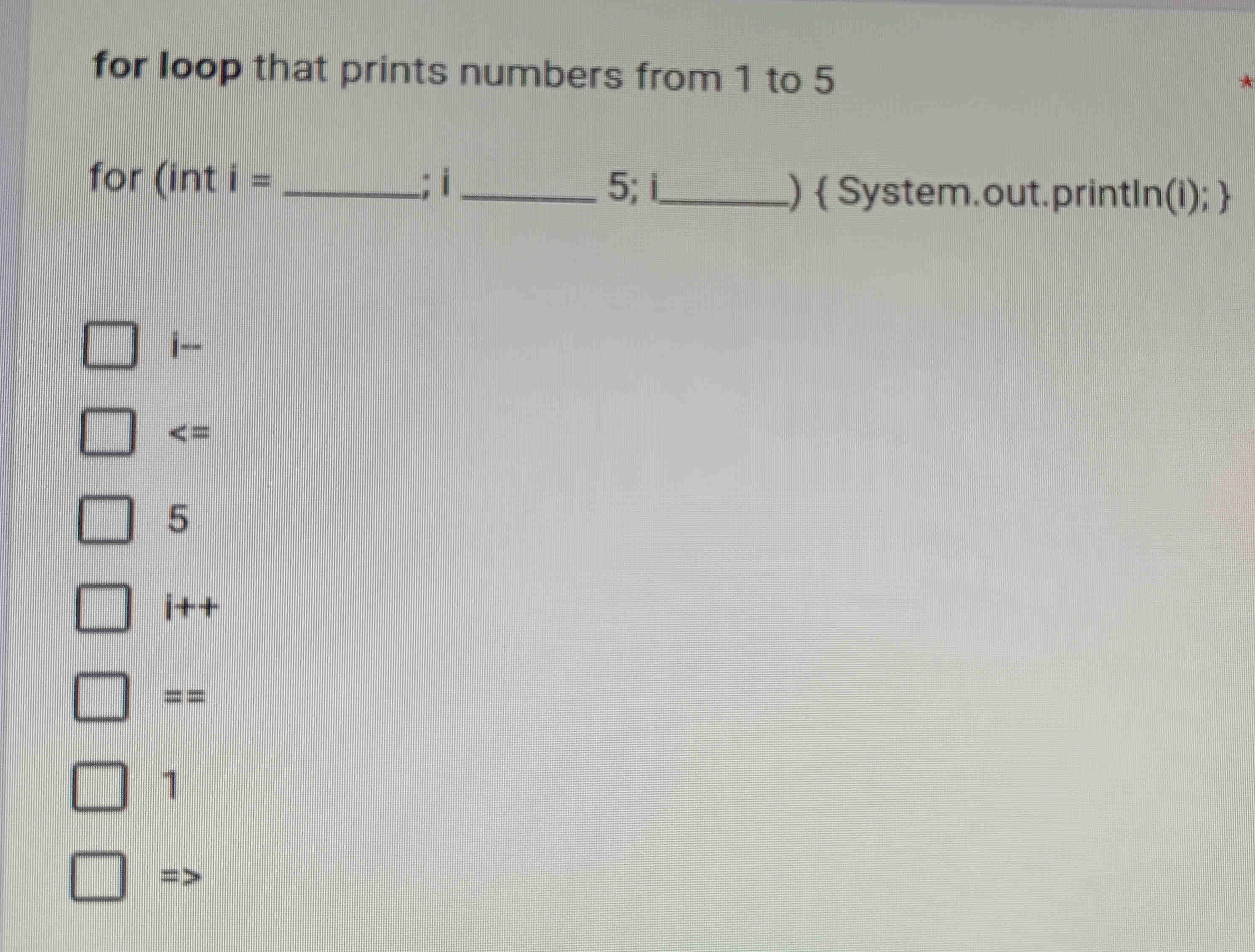 for loop that prints numbers from 1 to 5 | StudyX