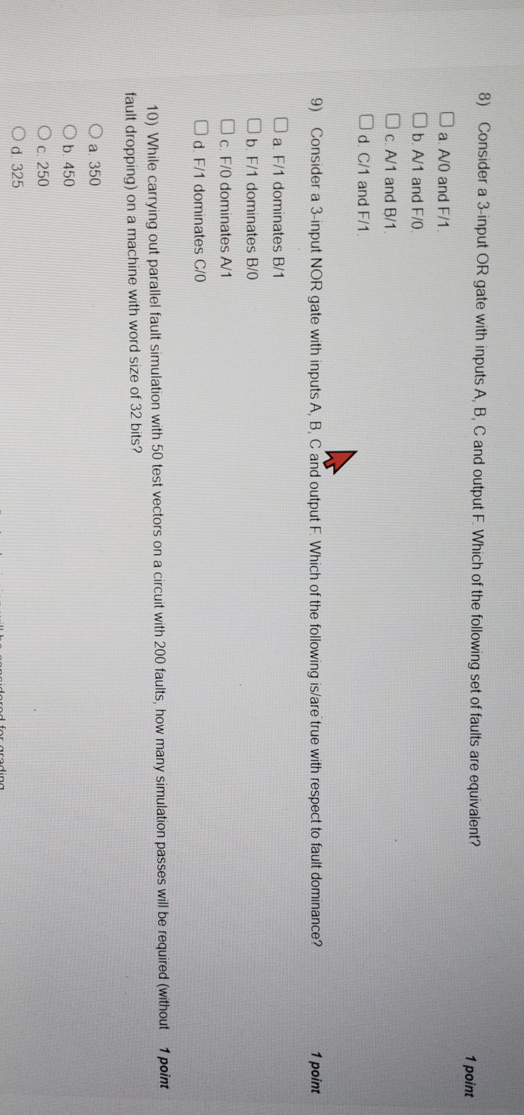 8) Consider a 3-input OR gate with inputs A, | StudyX