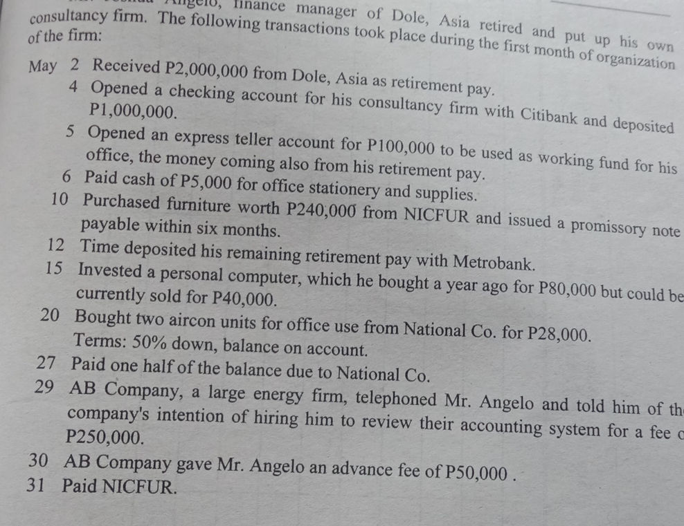 The following transactions took place during | StudyX