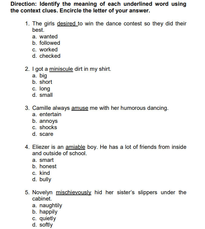 Direction: Identify the meaning of each | StudyX