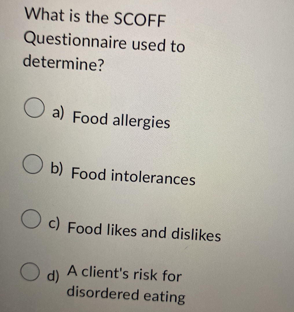 What is the SCOFF Questionnaire used to | StudyX