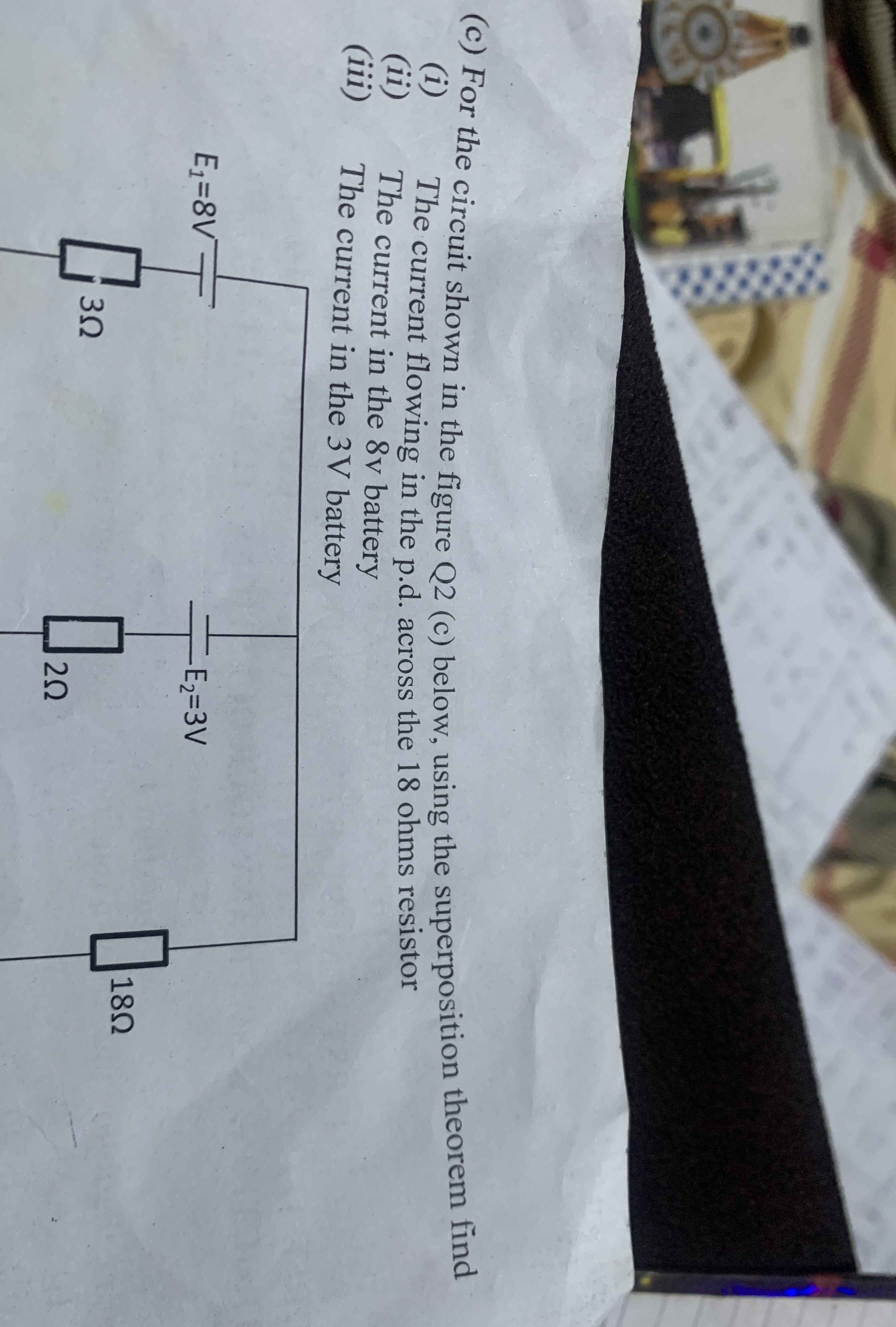 (c) For the circuit shown in the figure Q2 | StudyX