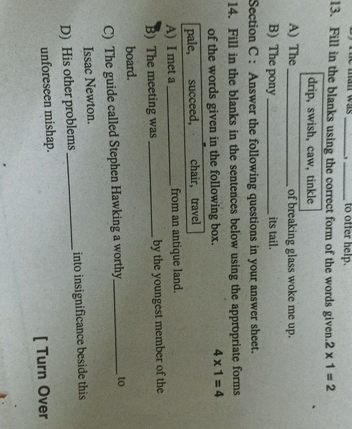 13. Fill in the blanks using the correct | StudyX