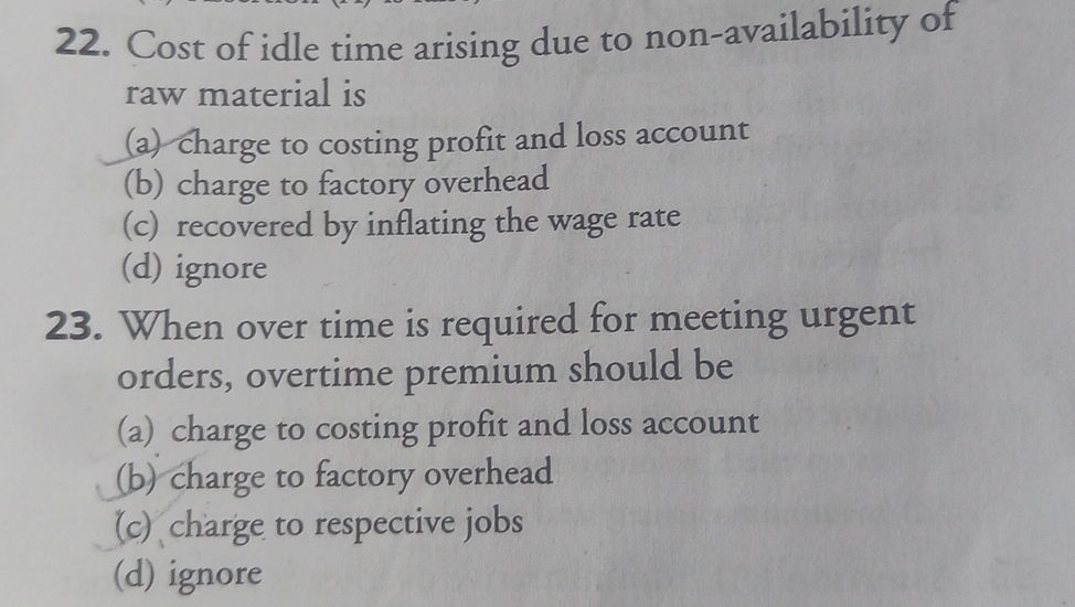 22. Cost of idle time arising due to | StudyX