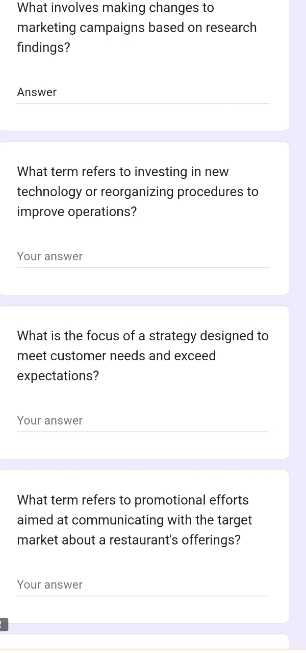 What involves making changes to marketing | StudyX