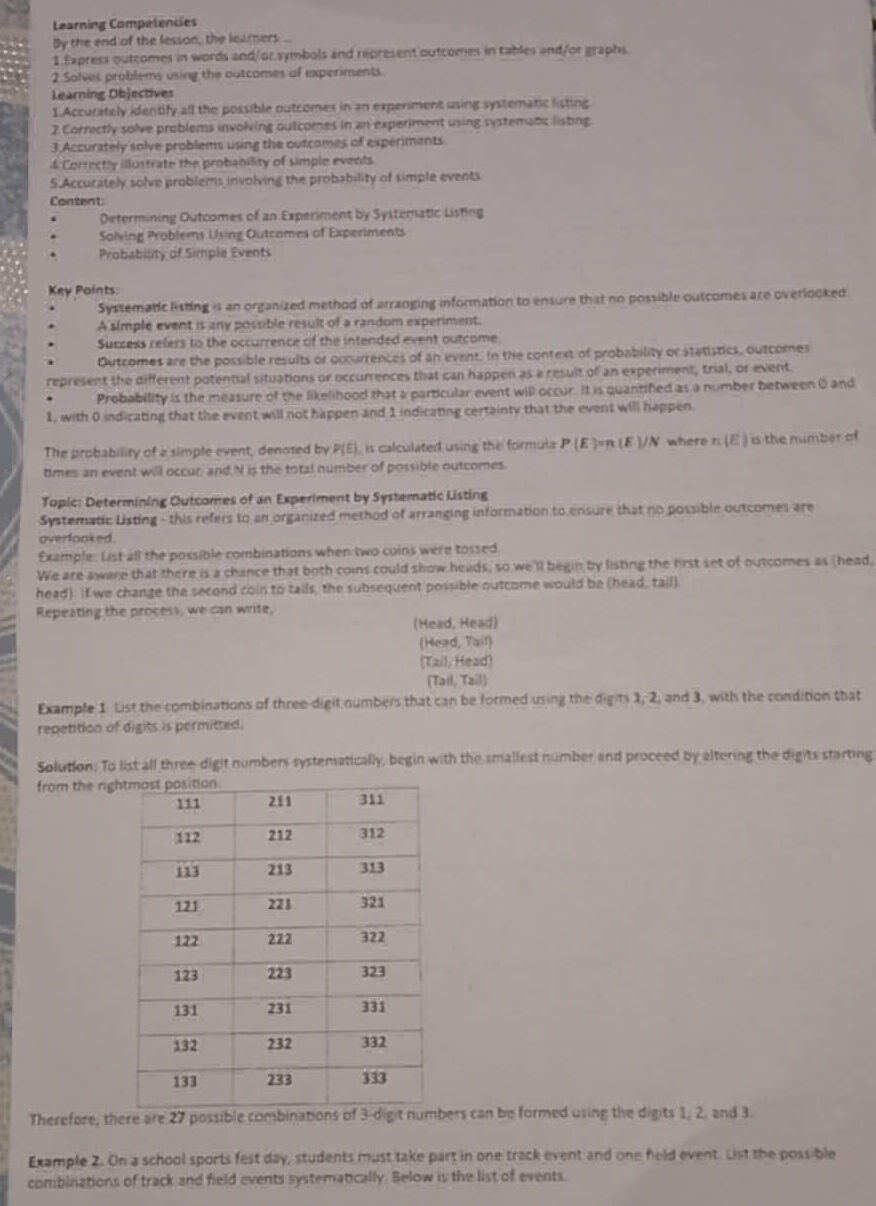 Example 1. List the combinations of | StudyX