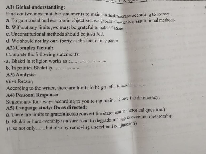 A1) Global understanding: Find out two most | StudyX