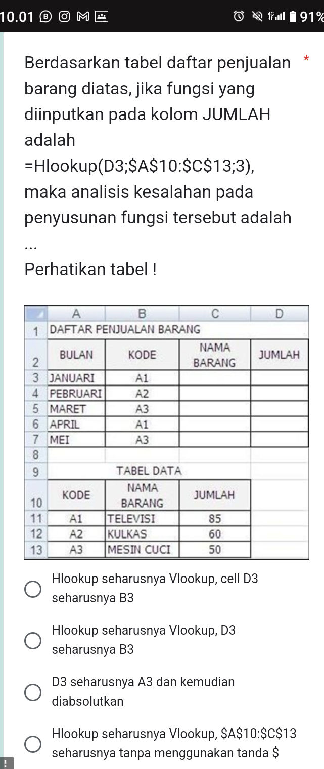 Berdasarkan tabel daftar penjualan barang | StudyX