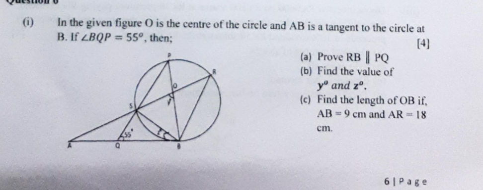 (i) In the given figure O is the centre of | StudyX