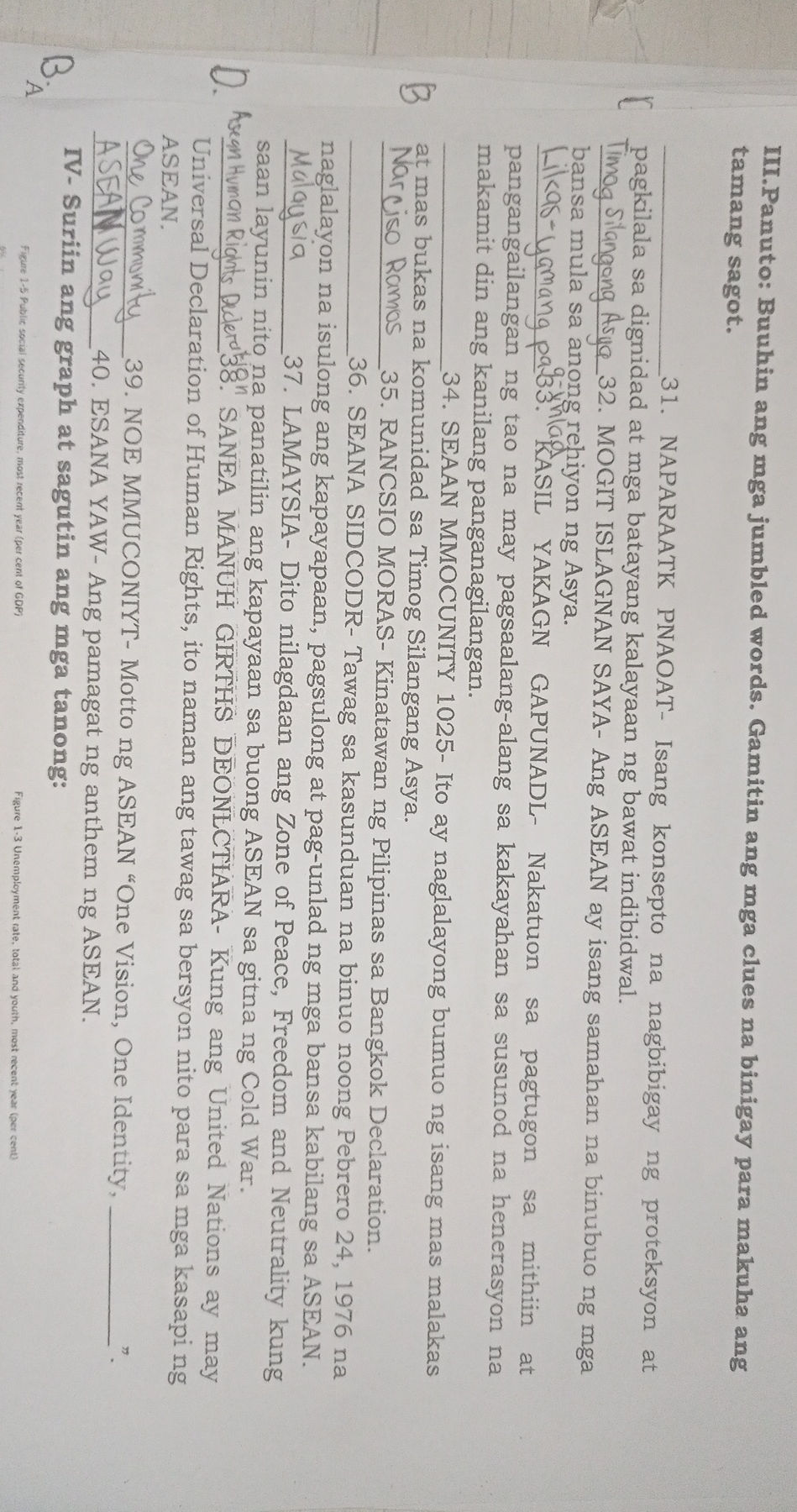 III. Panuto: Buuhin ang mga jumbled words. | StudyX