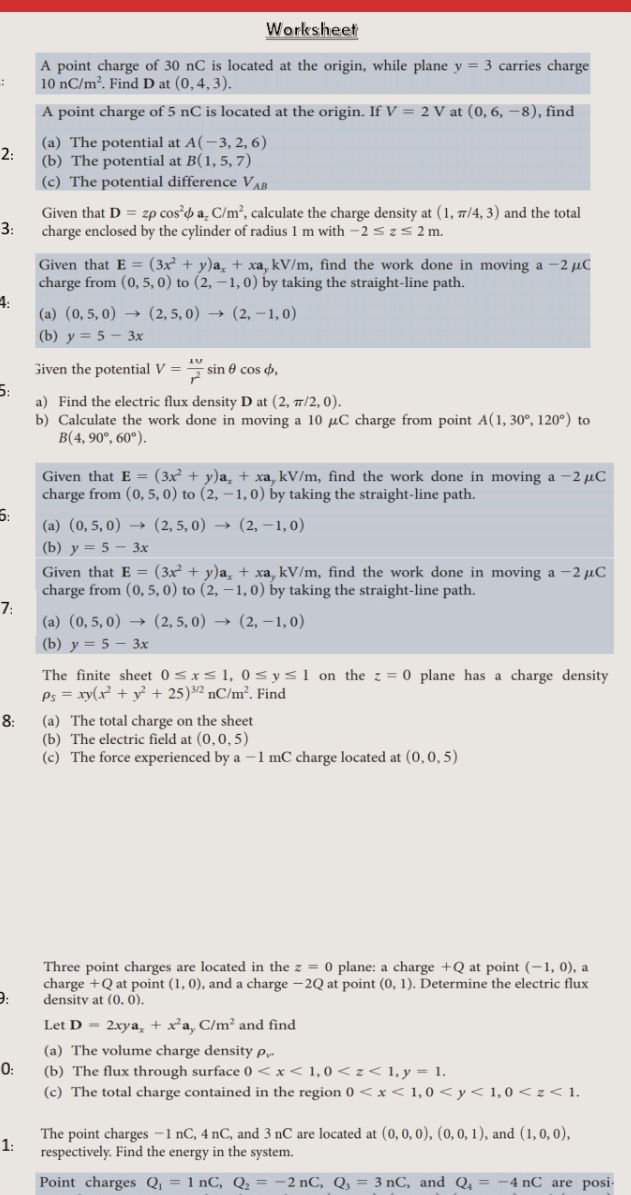 Worksheet A point charge of 30 nC is | StudyX