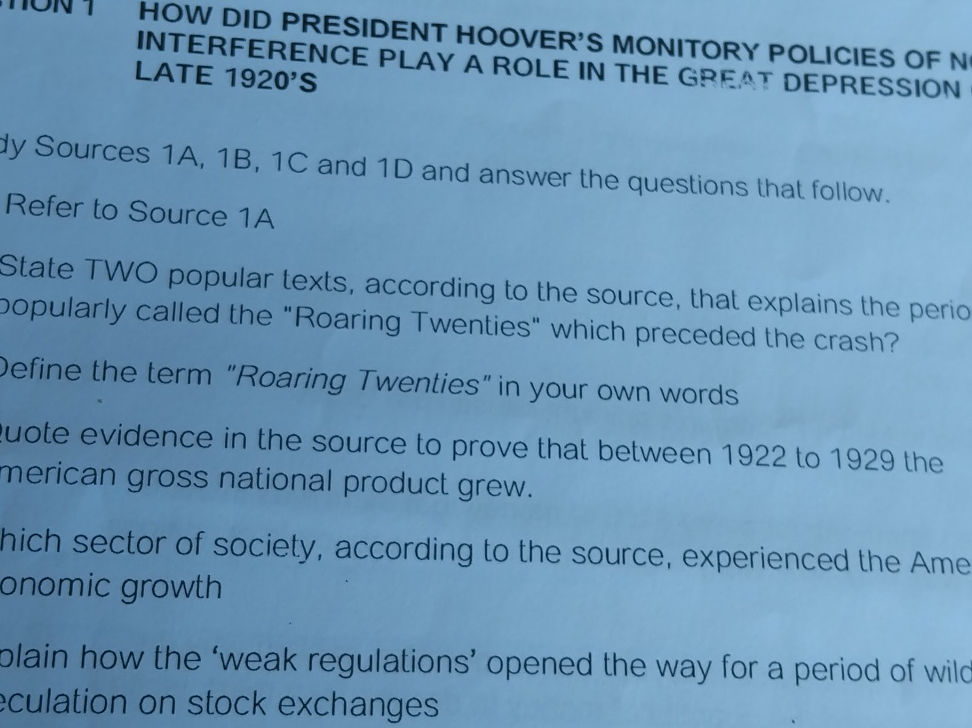 HOW DID PRESIDENT HOOVER'S MONITORY POLICIES | StudyX