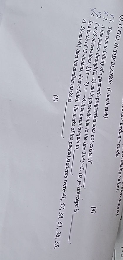 Q1. C. FILL IN THE BLANKS: (1 mark each) 1. | StudyX