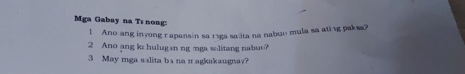Mga Gabay na Tanong: 1 Ano ang inyong | StudyX