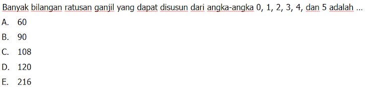 Banyak bilangan ratusan ganjil yang dapat | StudyX