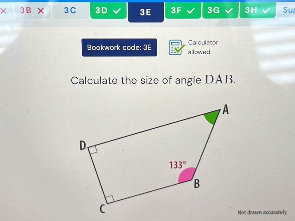 Calculate the size of angle DAB. [Diagram | StudyX