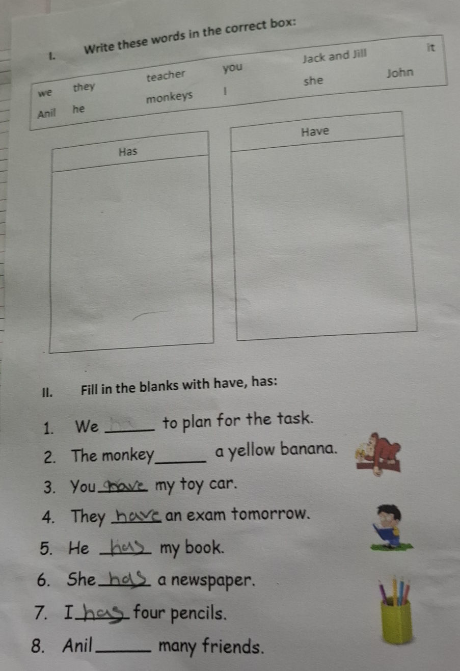 1. Write these words in the correct box: | | StudyX