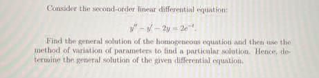 Consider the second-order linear