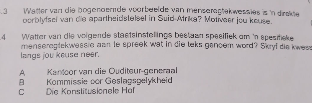 3. Watter van die bogenoemde voorbeelde van | StudyX