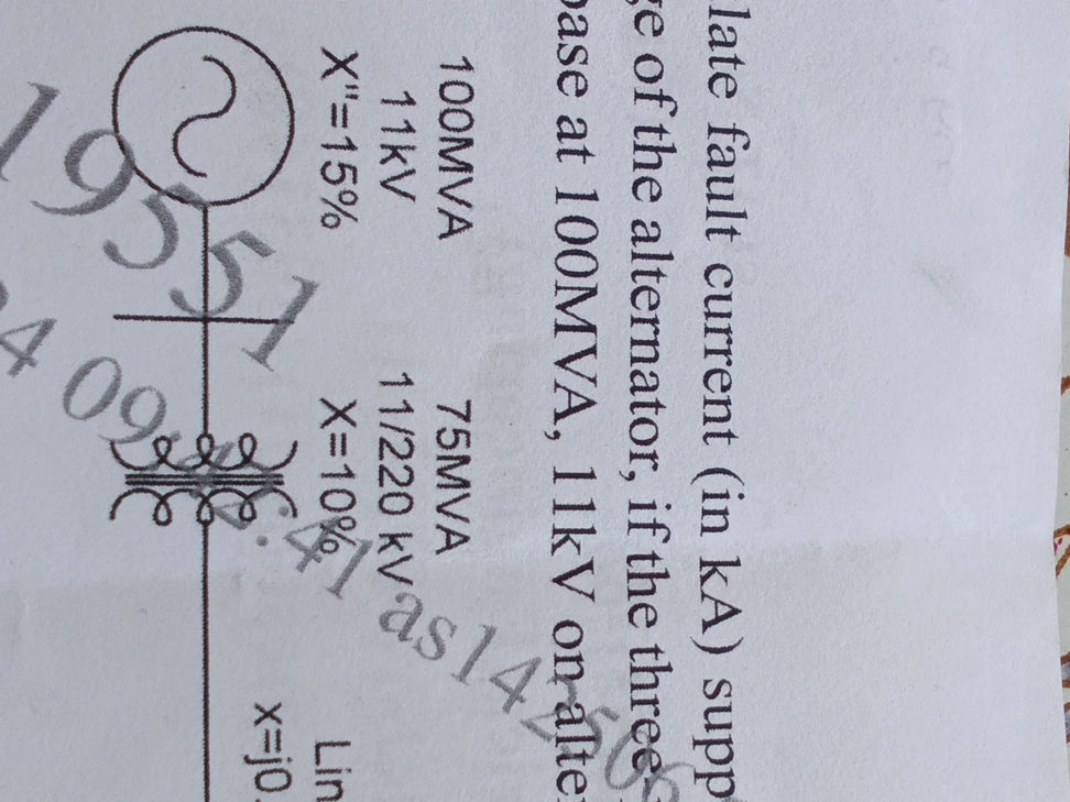 Calculate fault current (in kA) supplied by | StudyX