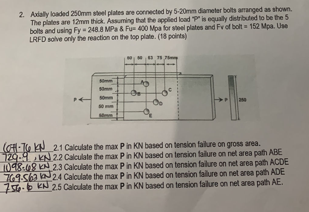 2. Axially loaded 250mm steel plates are | StudyX