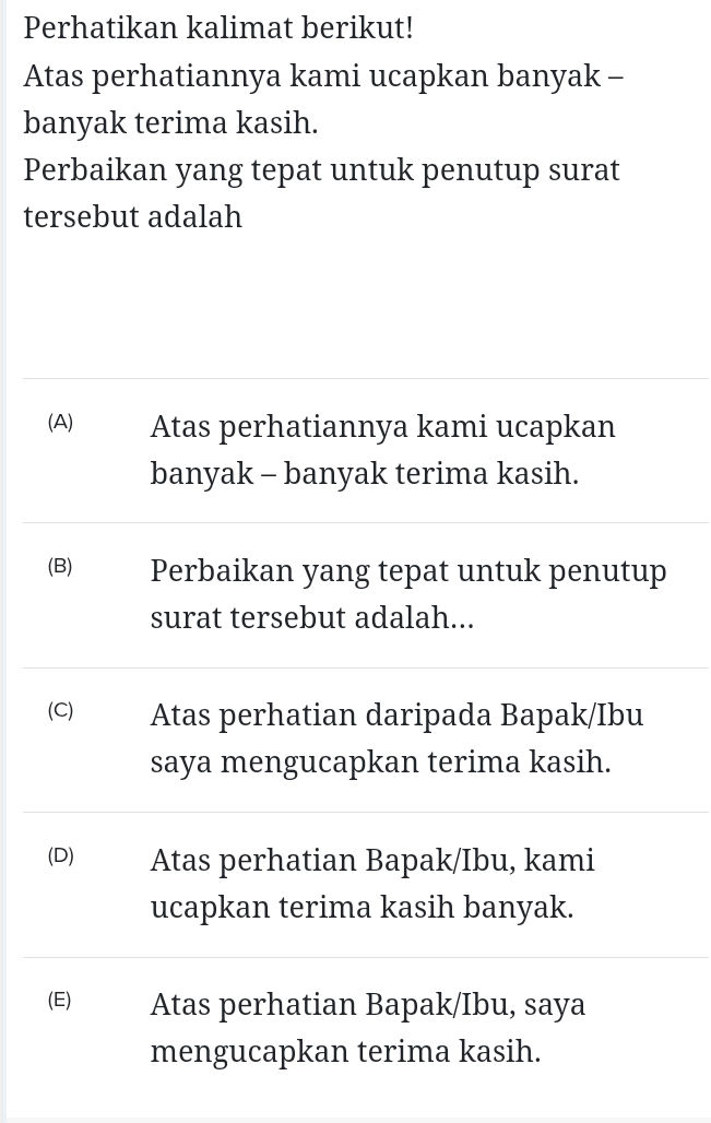 Perhatikan kalimat berikut! Atas | StudyX