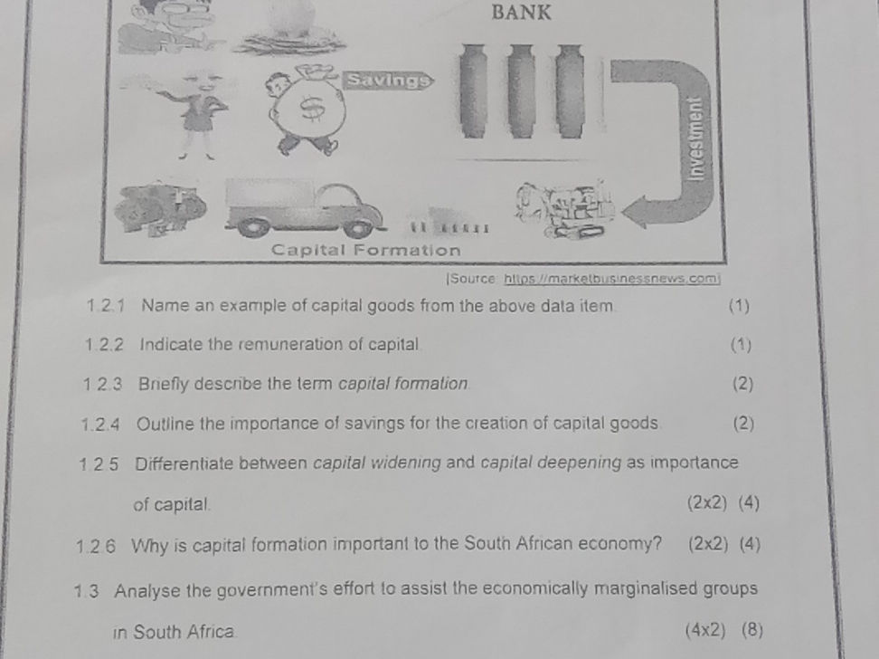 1.2.1 Name an example of capital goods from | StudyX