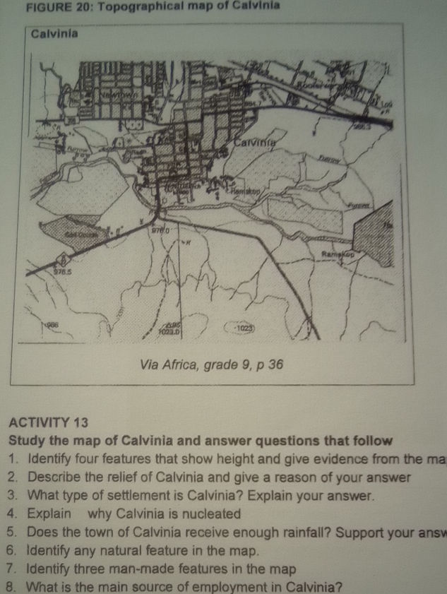 Study the map of Calvinia and answer | StudyX