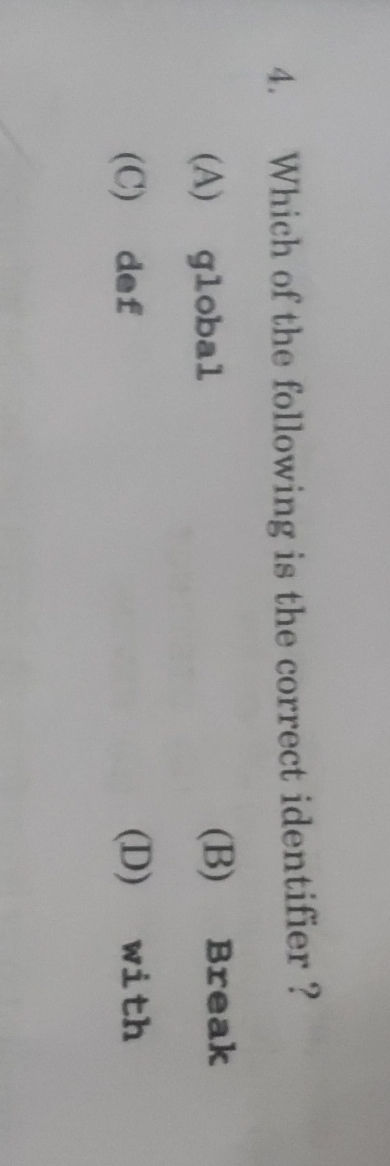 4. Which of the following is the correct | StudyX