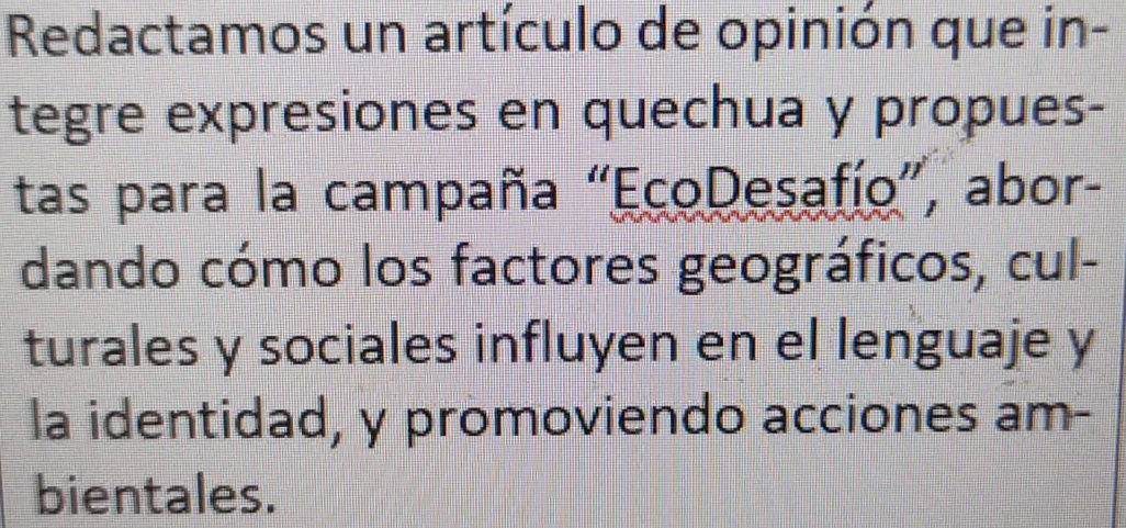 Redactamos un artículo de opinión que | StudyX