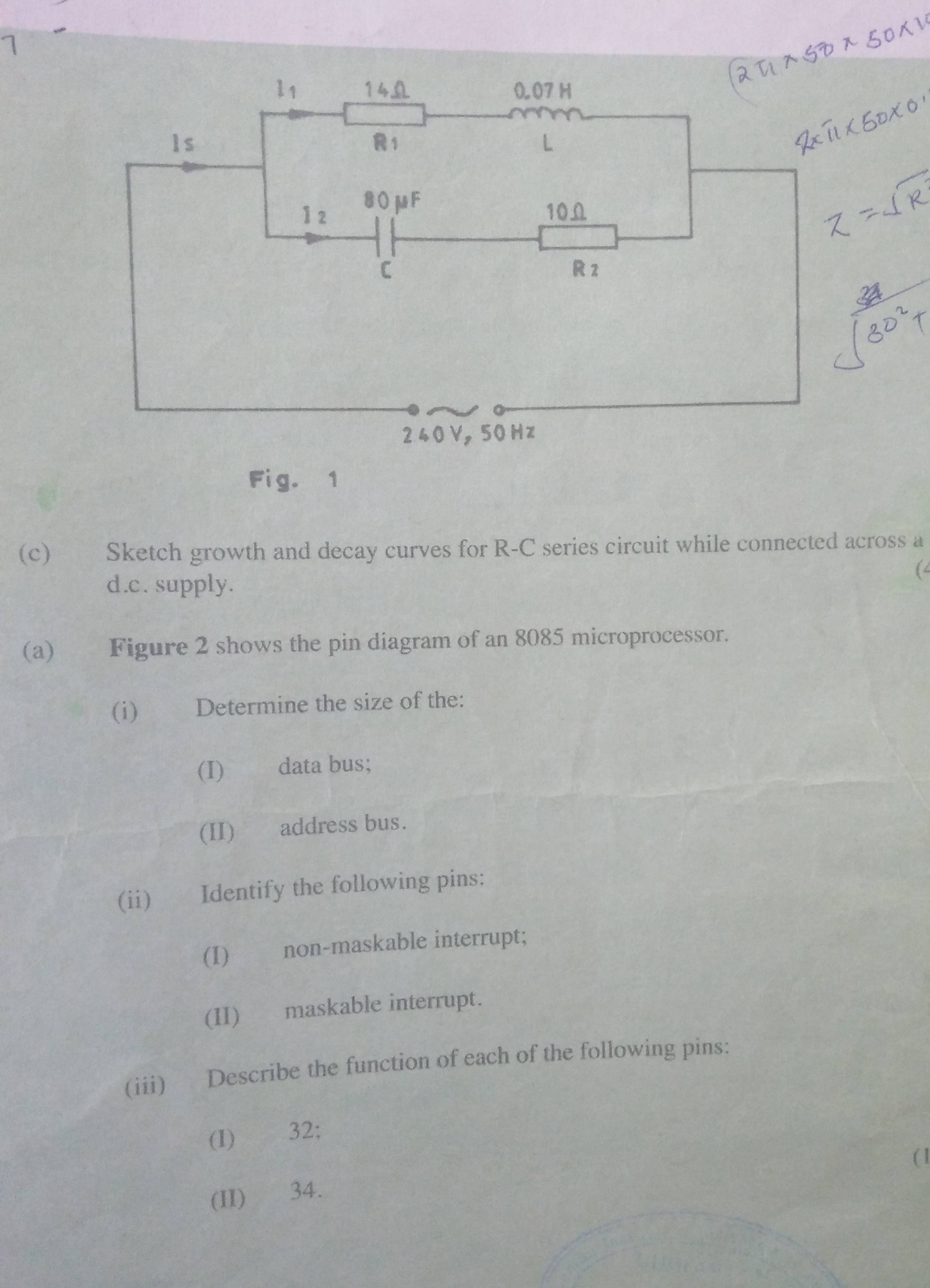 (c) Sketch growth and decay curves for R-C | StudyX