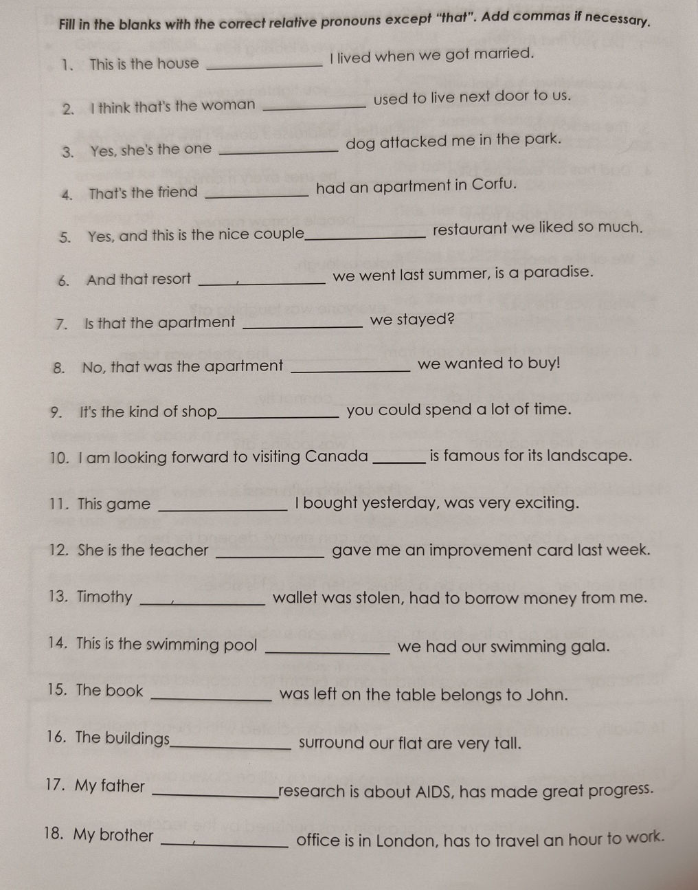Fill in the blanks with the correct relative | StudyX