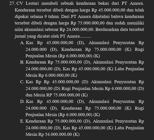 27. CV Lestari membeli sebuah kendaraan | StudyX