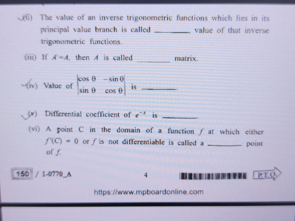 (ii) The value of an inverse trigonometric | StudyX