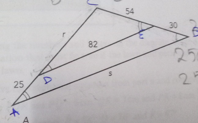 The image shows a triangle with some labeled | StudyX