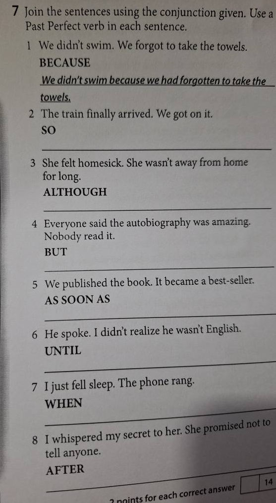 7 Join the sentences using the conjunction | StudyX