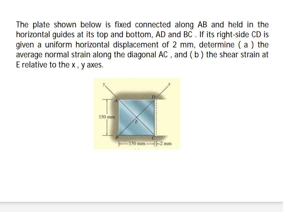 The plate shown below is fixed connected | StudyX