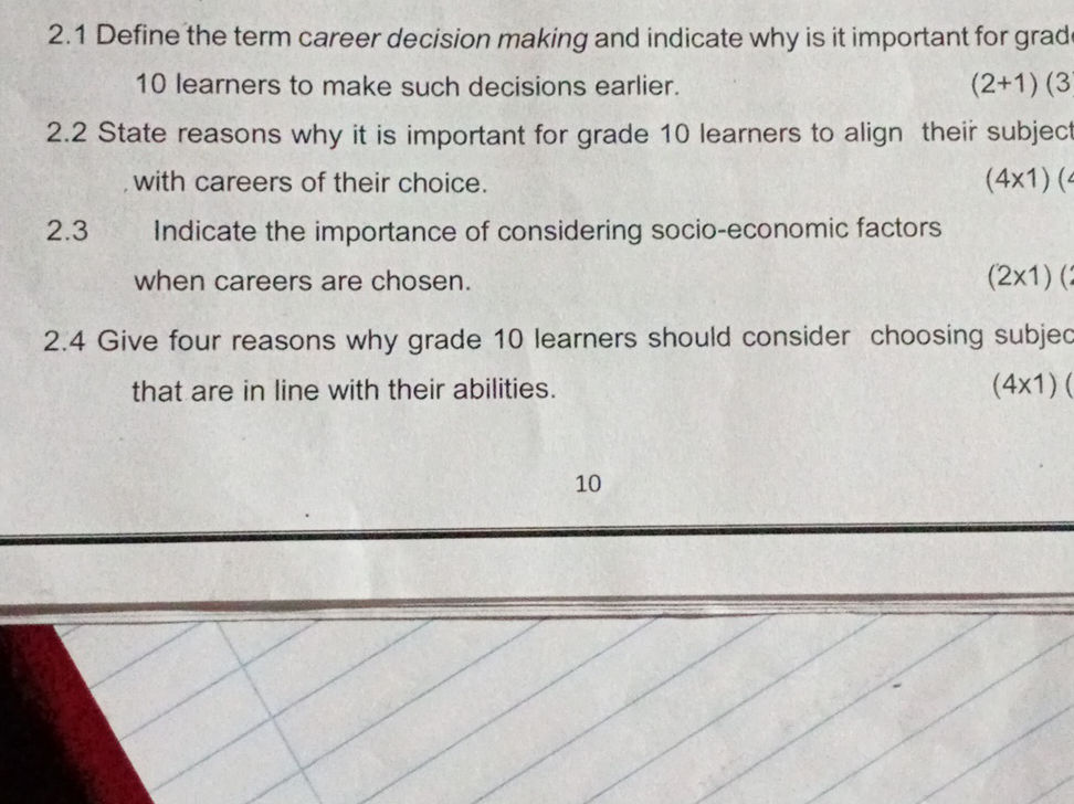 2.1 Define the term career decision making | StudyX