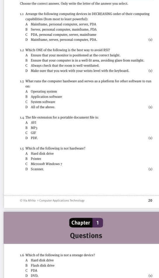 1.1 Arrange the following computing devices | StudyX