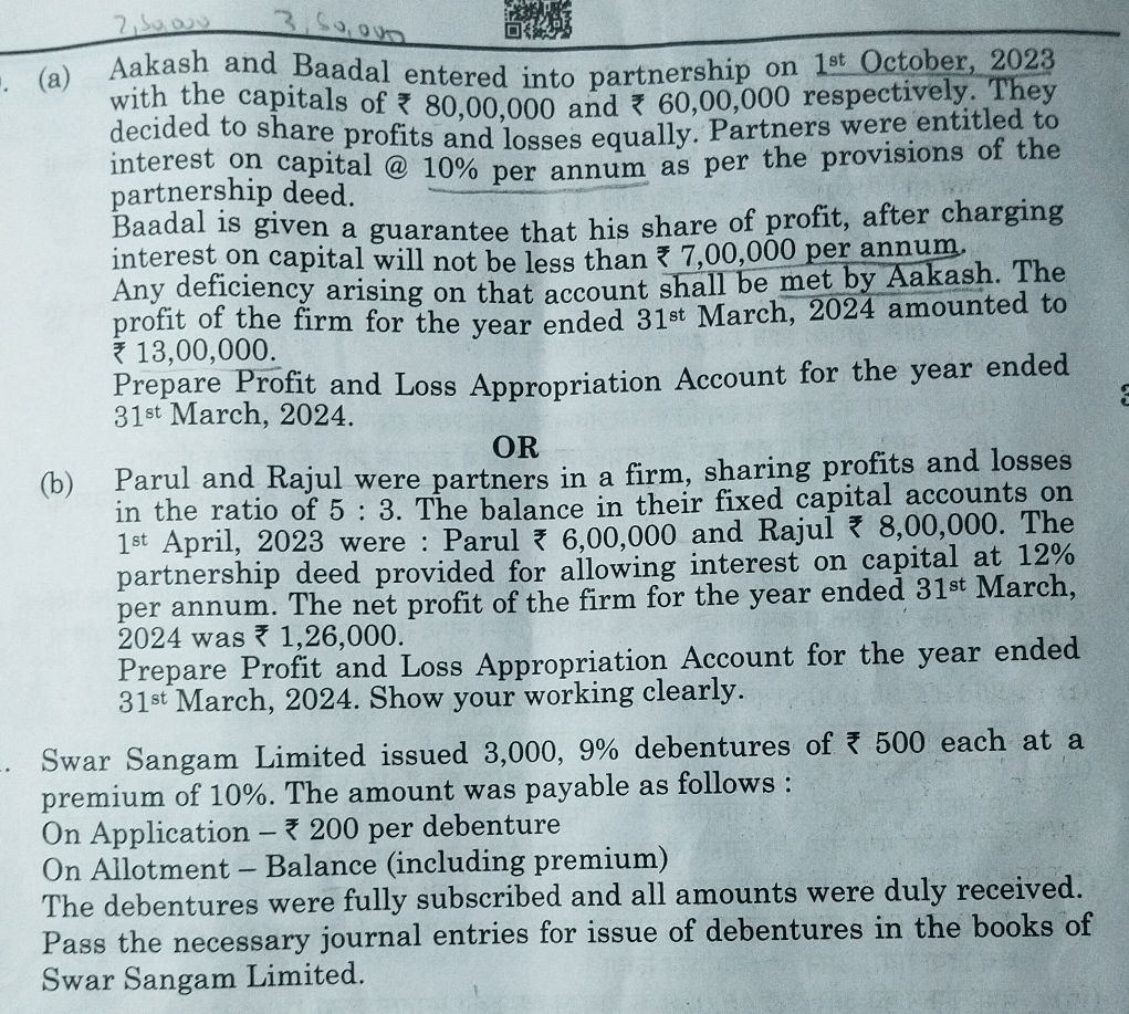 (a) Aakash and Baadal entered into | StudyX