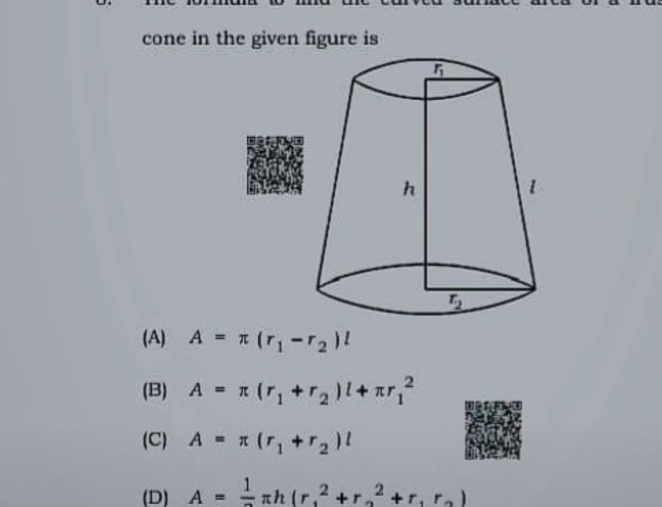 The formula to find the curved surface area | StudyX