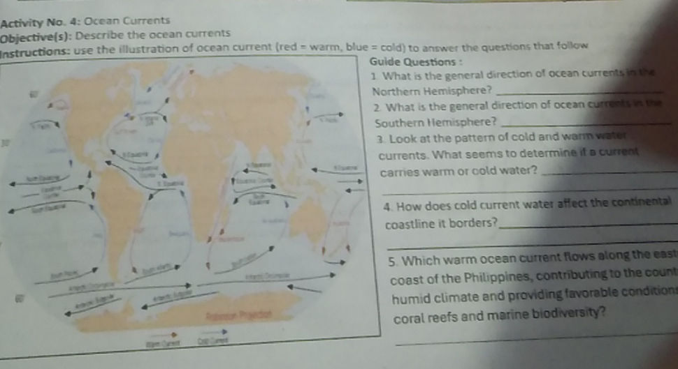 Activity No. 4: Ocean Currents Objective(s): | StudyX