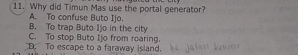 11. Why did Timun Mas use the portal | StudyX