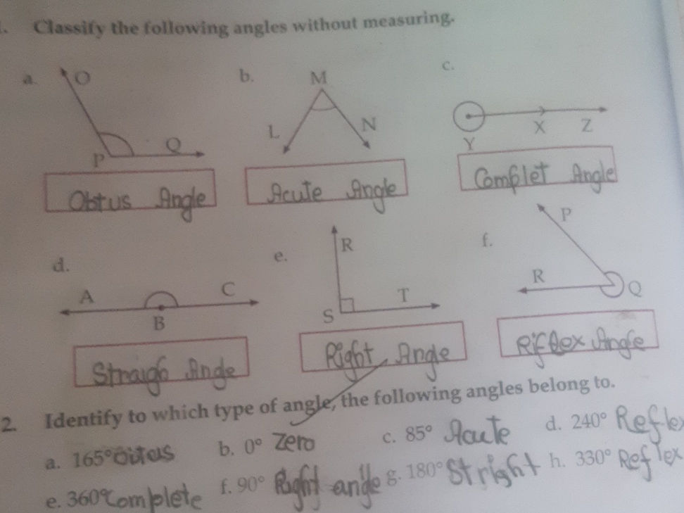 1. Classify the following angles without | StudyX