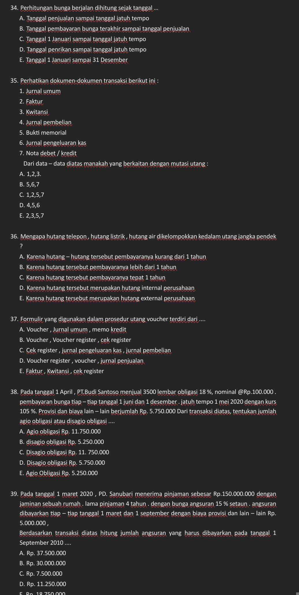 34. Perhitungan bunga berjalan dihitung | StudyX