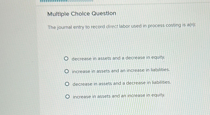Multiple Choice Question The journal entry | StudyX